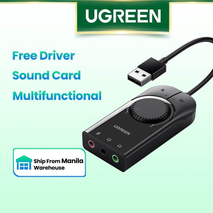 UGREEN Sound Card External USB Stereo Audio Card Adapter USB to Jack 3.5mm Earphone Headphone ...