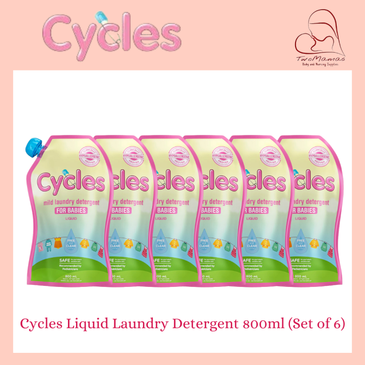 Cycles Mild Laundry Liquid Detergent Refill (800ml) Set of 6 | Lazada PH
