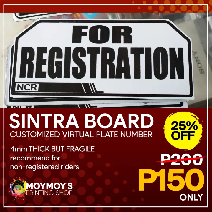 Customize Sintra Board Virtual Motorplate & E-bike Standard Size plate ...