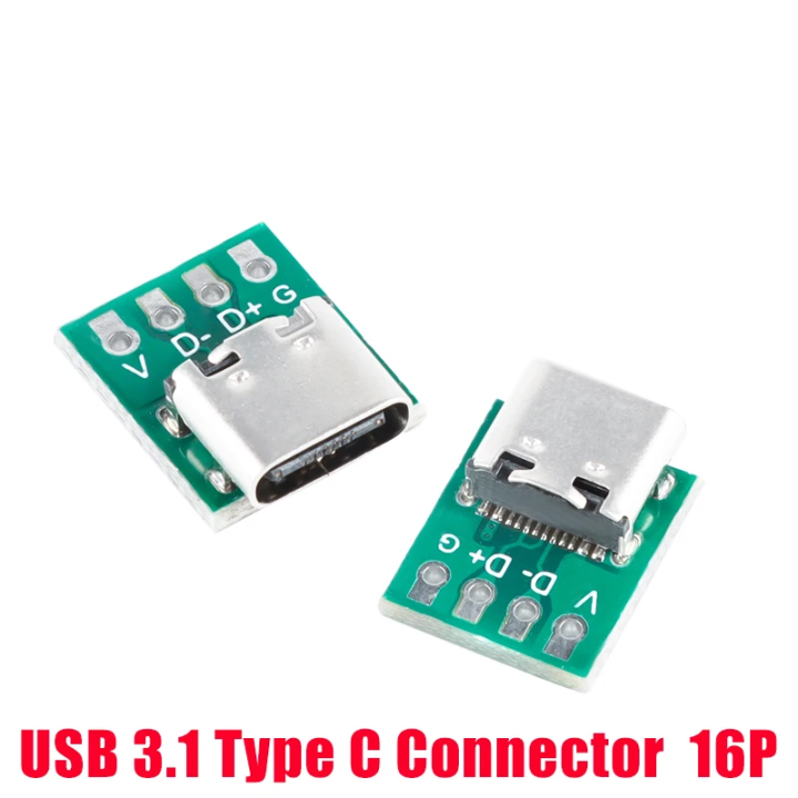 5Pcs USB 3.1 Type C Connector 16 Pin Test PCB Board Adapter 16P ...