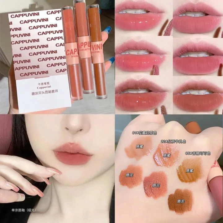 【peinifen】CAPPUVINI 2 In 1 Lip Gloss Waterproof Liptint Matte Korea ...