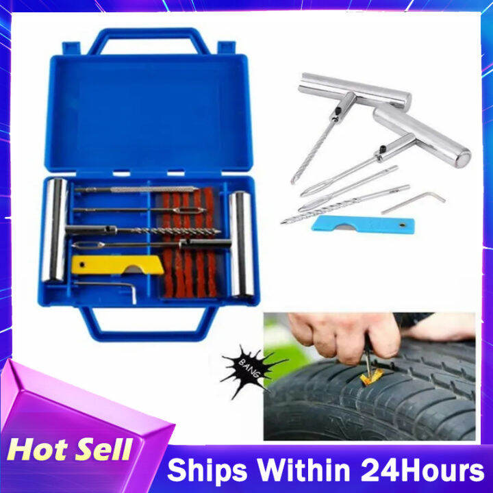 12PC Tubeless Tire Repair Kits Puncture Tyre Repair Kit Tire Fitting ...
