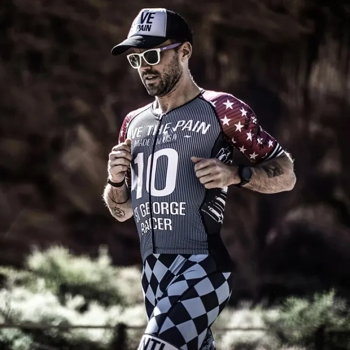 Powerband Trisuit LOVE THE PAIN Trisuit Cycling Suit Men Short Sleeve ...
