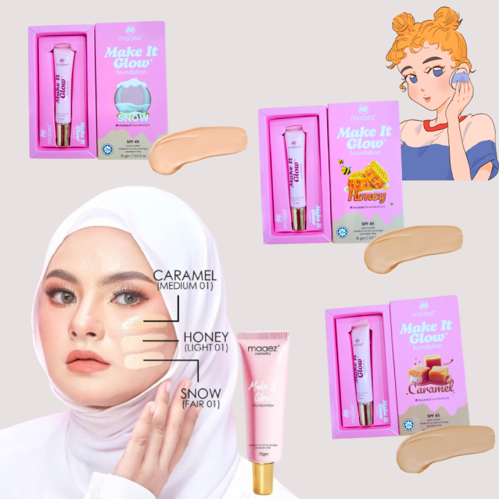 Original HQ Maaez Foundation Make It Glow by Maaez Cosmetics 15g | Lazada