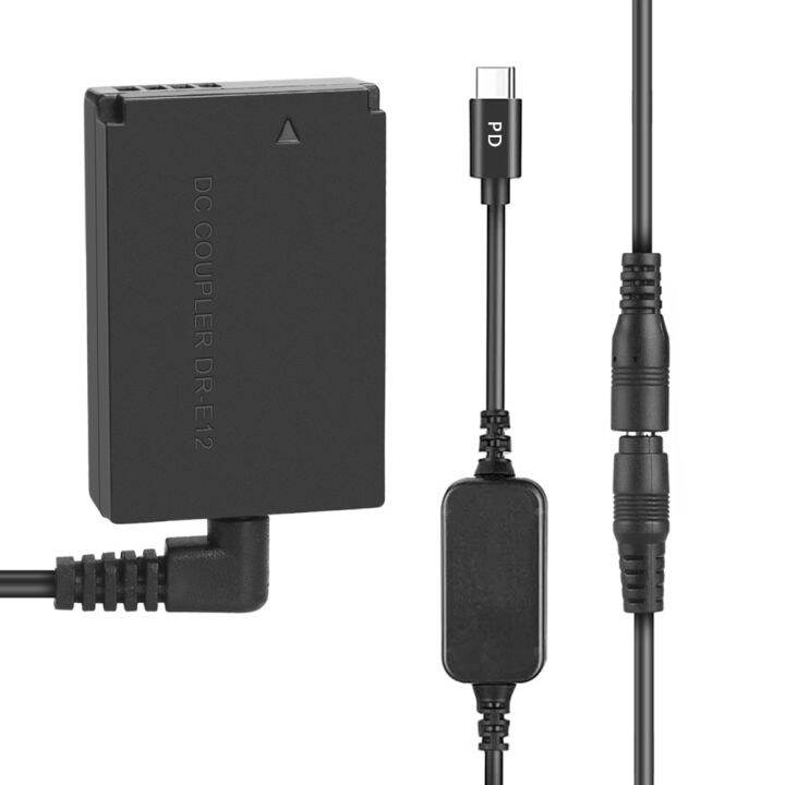 LP-E12 LPE12 ACK-E12สาย TYPE-C USB แบตเตอรี่เลียนแบบ DR-E12 PD อะแด็ปเตอร์สำหรับแคนน่อน EOS M2 ...