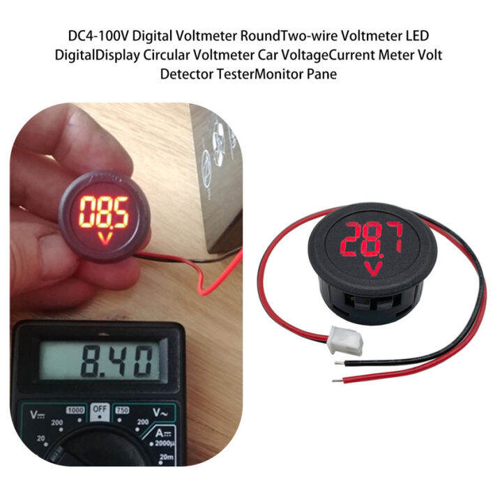 DC4-100V Digital Voltmeter Round Two-Wire Voltmeter LED Digital Display ...