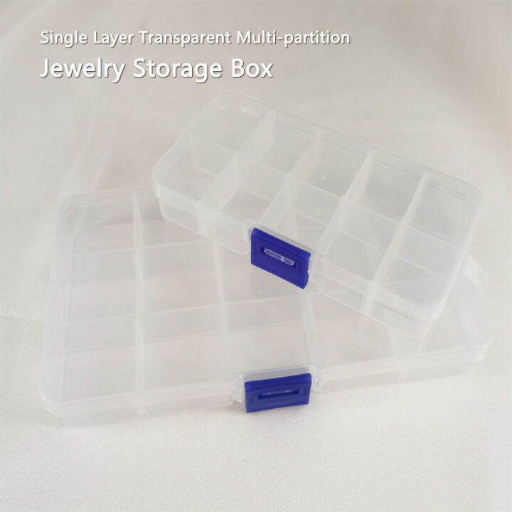 Single Layer Transparent Multi-partition Jewelry storage box with cover ...
