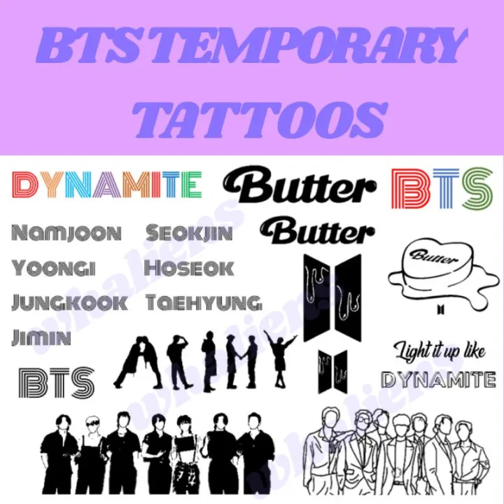BTS OT7-Inspired Temporary Waterproof Tattoos (by Whalien's Tattoo ...