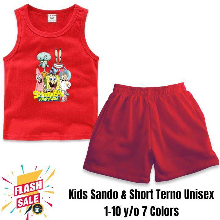 7 COLORS SPONGEBOB SPONGE BOB KIDS SANDO SHORT TERNO FOR BOYS GIRLS ...