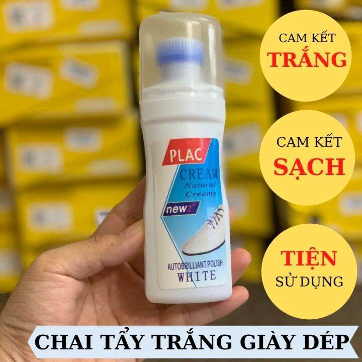Chai tẩy trắng giày dép túi xách Plac cream white 100ml lọ nhựa cọ bàn ...