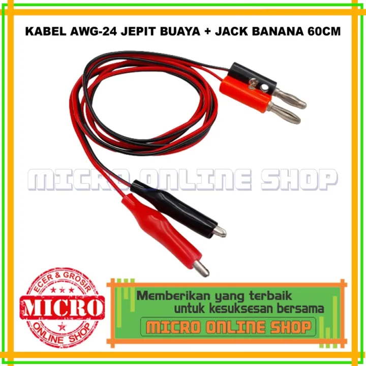Kabel Jepit Buaya Kecil + Jack Banana 60 cm Kabel AWG-24 2x18 60cm ...