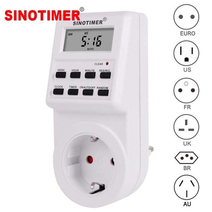 Eu Uk Us Fr Br Plug Digital Weekly Programmable Electrical Wall Plug-in Power Socket Timer ...
