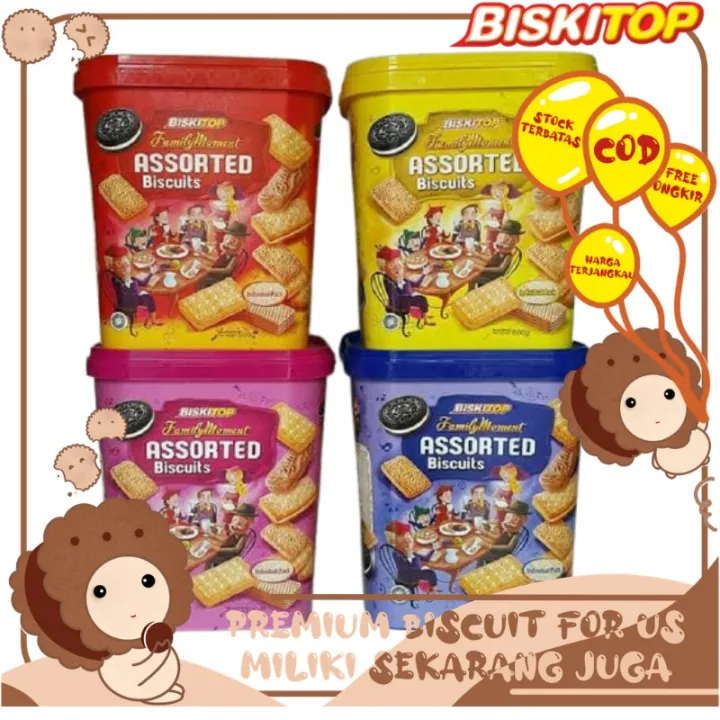 BISKITOP -FAMILY MOMENT 600Gr Assorted Biskuit wafer Cream Biskuit ...