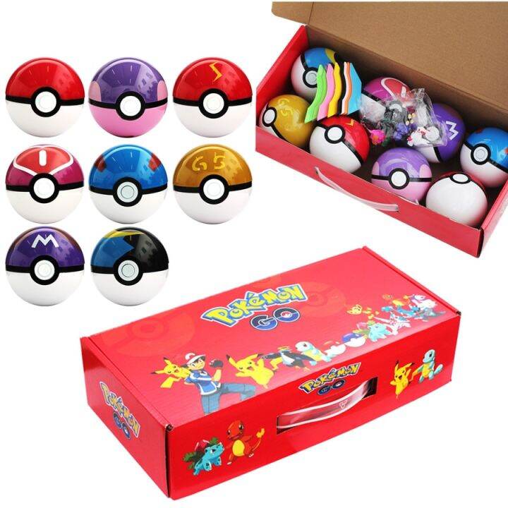 8Pcs/set Pokemon Pokeball Set Pop-up Elf Ball Toys TAKARA TOMY Original ...