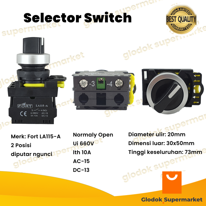 Saklar Selector Switch 2 Posisi On Off 2 Step Fort LA115-A | Lazada ...