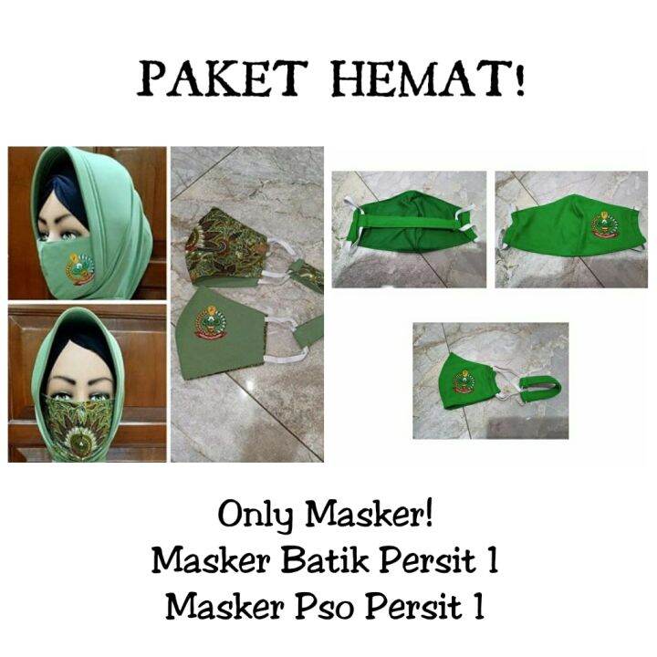 masker batik Persit logo bordir bolak balik dan masker pso Persit logo ...