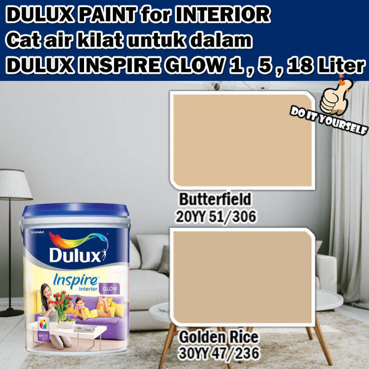 ICI DULUX INSPIRE INTERIOR GLOW 1 , 5 & 18 Liter Butterfield / Golden ...