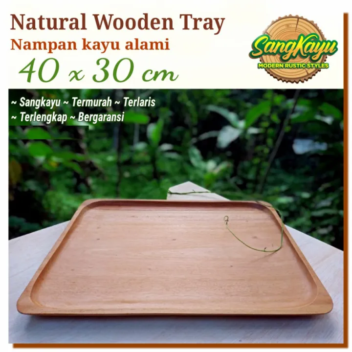 Nampan kayu besar alami Natural wooden tray 40x30cm nampan kayu ...
