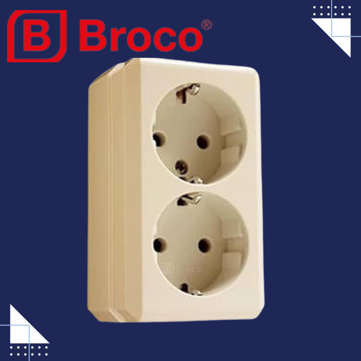 BROCO STOP KONTAK 2 LUBANG OUTBOW OB BROCO 15420 CREAM / BROCO NEW GEE ...