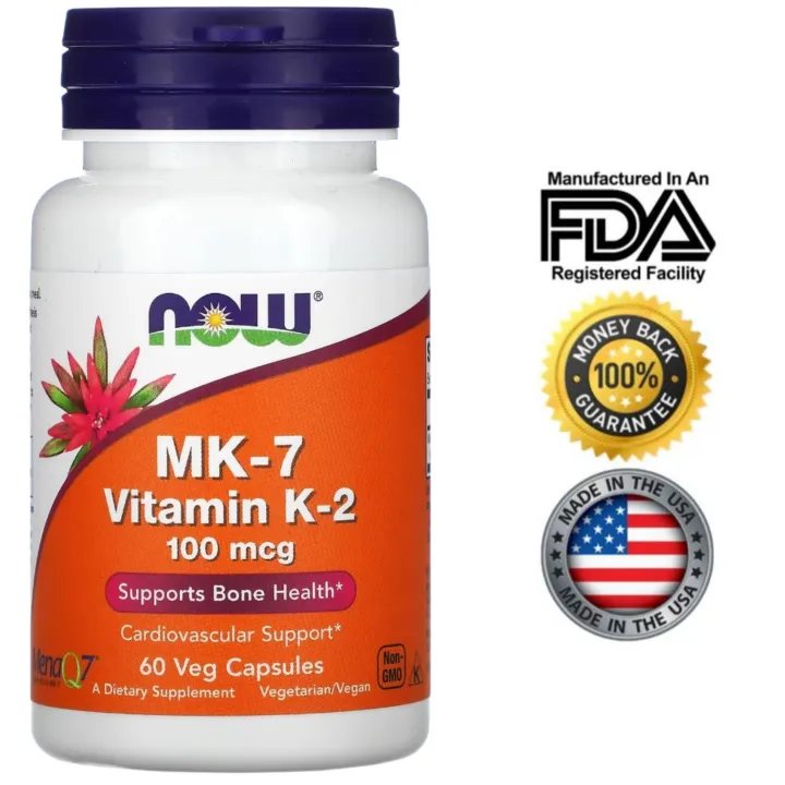 MK-7 Vitamin K-2, Now Foods,100 mcg. บรรจุ 60 Veg Capsules | Lazada.co.th