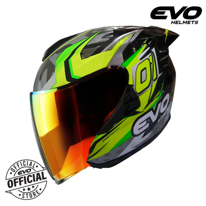 EVO RX-5 Kizumi Half Face Dual Visor Helmet with Free Clear Lens ...