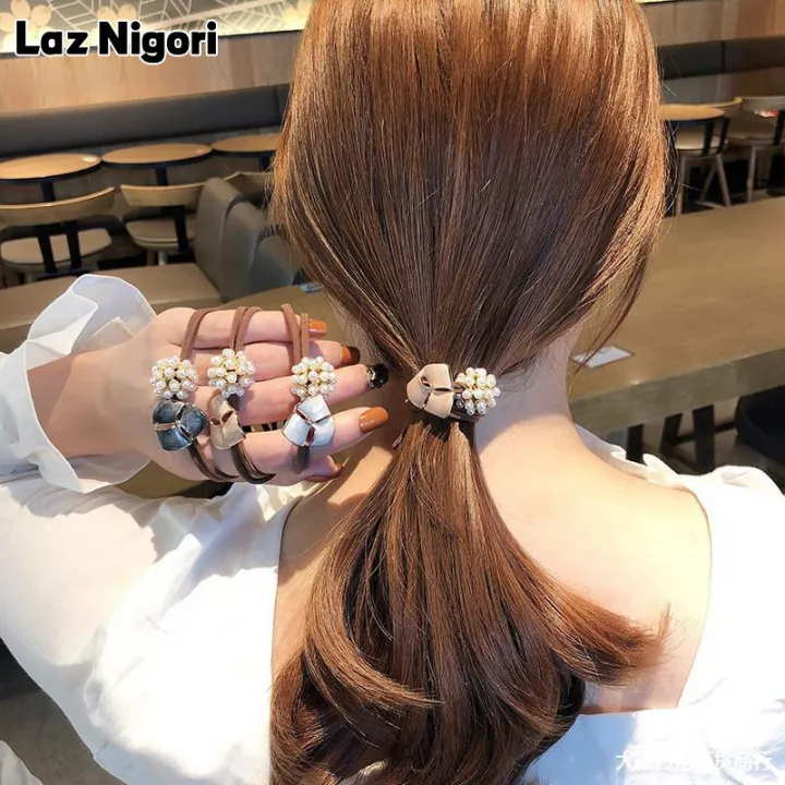 Laz Nigori เวอร์ชั่นเกาหลีของมุกผมเชือกอุปกรณ์ผมสูงยืดหยุ่นยางรัดกลิ่น ...