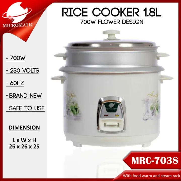Micromatic MRC-7038 Rice Cooker 1.8L Good for 8-10 PersonsWhite | Lazada PH