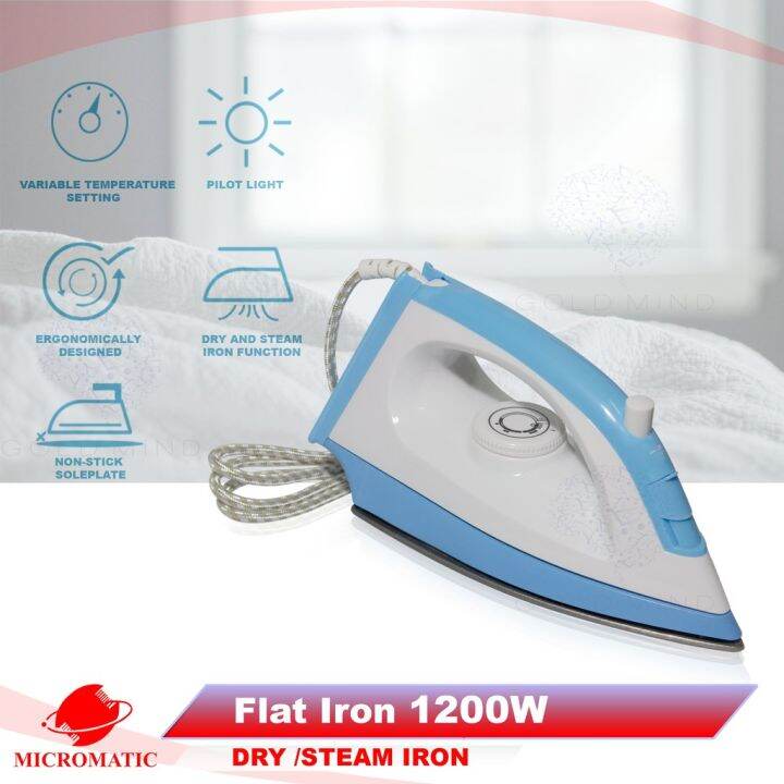 Micromatic Flat Iron Ergo Design Non-Stick 1200w ( Dry and Steam ...