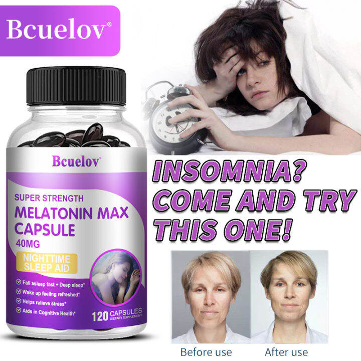 BCUELOV Melatonin Capsules 40mg - Fall asleep quickly - Deep sleep ...