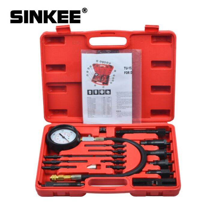 1 17Pc Diesel Engine Compression Cylinder Pressure Tester Gauge Kit Set ...