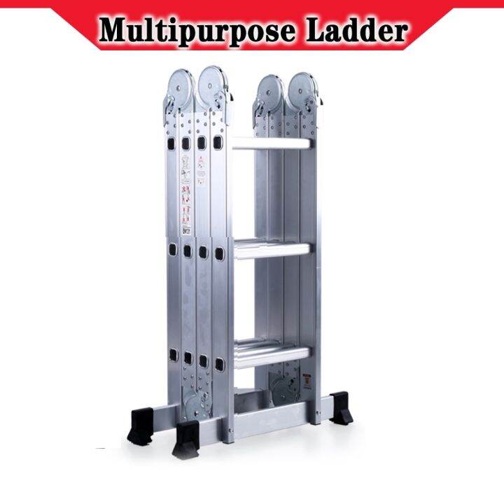 12FT Aluminum Multipurpose Ladder Folding Telescopic Extension Ladder ...
