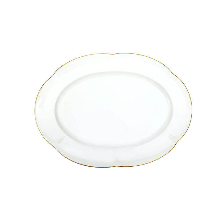 Qualitier Premium Fine Porcelain Gold Rim Oval Platter 14.5" - Bella ...