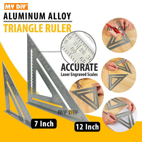 MYDIYHOMEDEPOT - 7 INCH OR 12 INCH ALUMINIUM ALLOY TRIANGLE ANGLE RULER ...