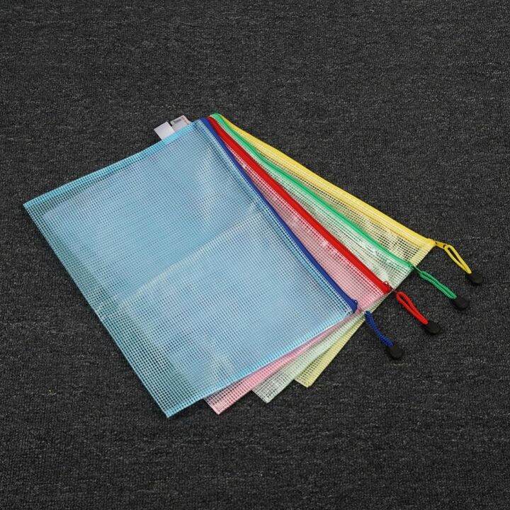 【hot】 Plastic File Storage Document Folder School Stationery Mesh Zip ...