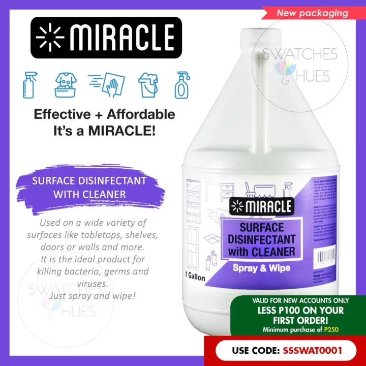 Buy now Miracle Surface Disinfectant with Cleaner (Spray and Wipe) - 3.75L gallon | Lazada PH