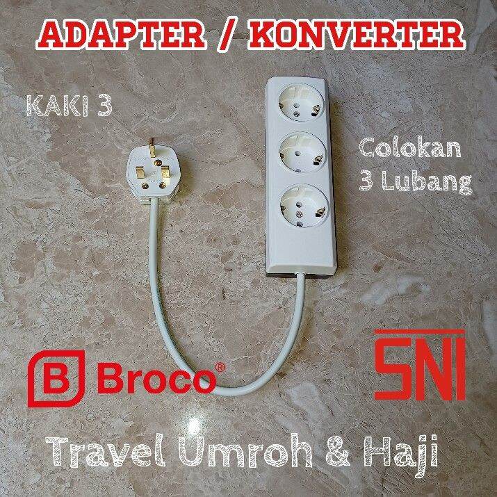 BROCO Kaki 3 ADAPTER KONVERTER TRAVEL Arab Saudi UMROH Colokan Listrik ...