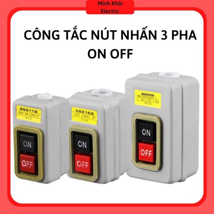 Công Tắc Nút Nhấn 3 Pha On Off, công tắc nút nhấn nguồn, công tắc nút ...