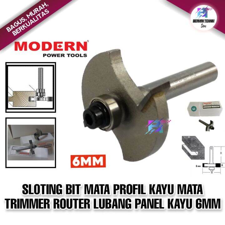 SLOTING BIT MATA PROFIL KAYU MATA TRIMMER ROUTER LUBANG PANEL KAYU 6MM ...