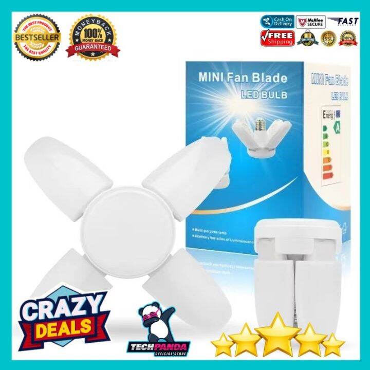 100% Original Smilee Mini LED E27 Folding Fan Bulb 28W LED Light Bulb AC 110V 220V Foldable ...