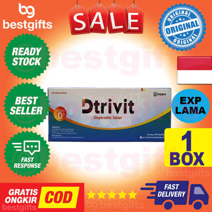 DTRIVIT D3 400IU VITAMIN D3 400 IU MENINGKATKAN FUNGSI IMUN 1 BOX ISI 30 DISPERSIBLE TABLET ...
