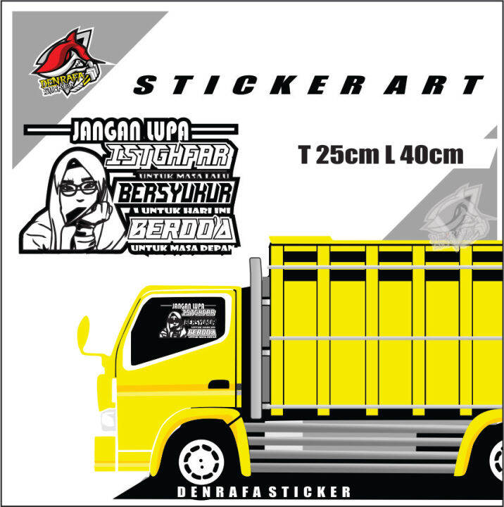 STIKER CUTTING CEWEK BERHIJAB KACA TRUK / STICKER KATA KATA TRUK GAMBAR ...