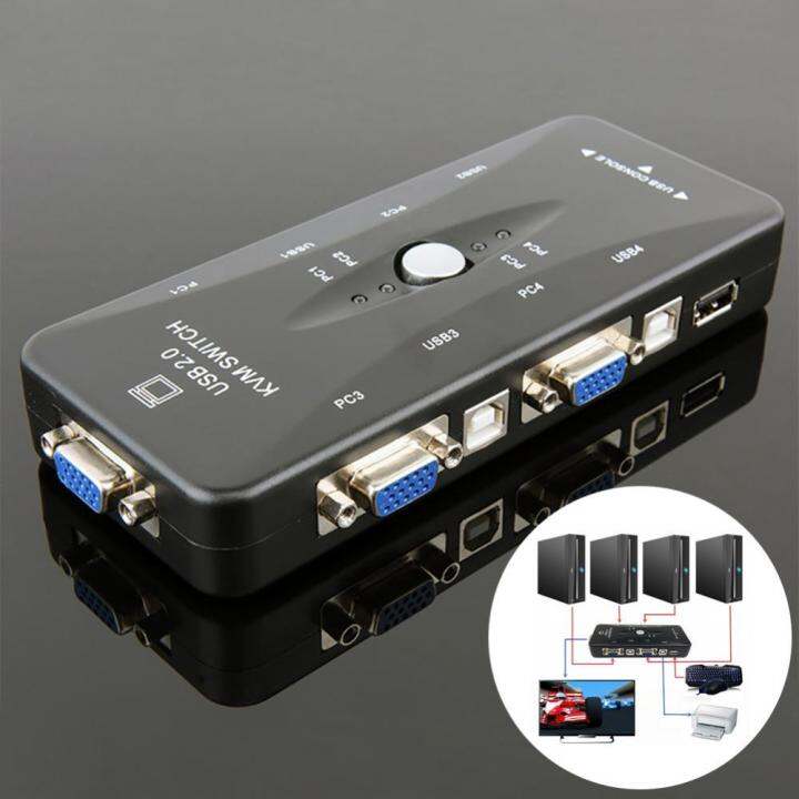 4 ports USB KVM Switch USB 2.0 KVM switch mousekeyboardprinterVGA video monitor 1920x1440 USB ...
