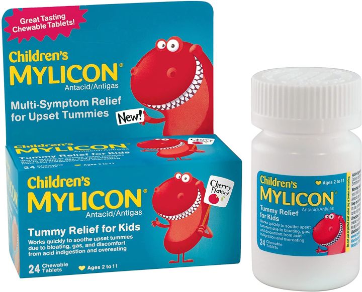 Children's Mylicon Tummy Relief for Kids | Cherry Flavor (24 Chewable ...