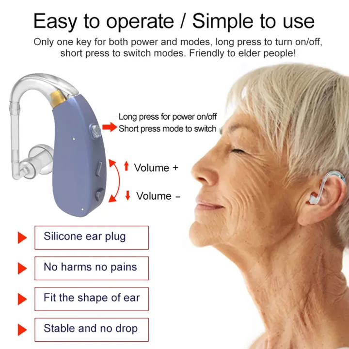 Alat Bantu Dengar Digital Isi Ulang, Penguat Suara BTE 3 Mode Pengurang Kebisingan, Konduksi ...