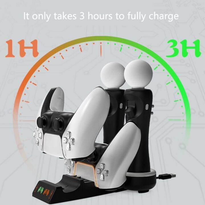 PS5 Move Motion VR PSVR LED Joystick USB Fast Charger Stand Controller ...