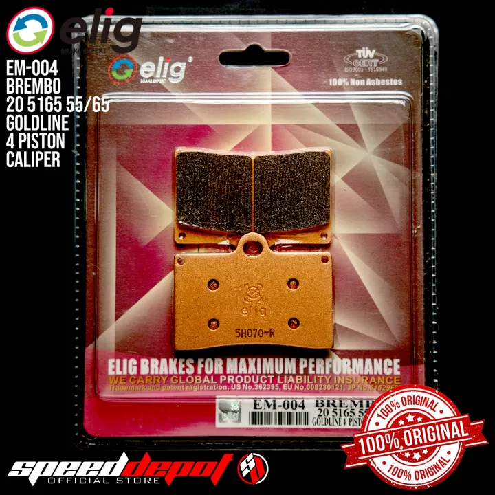 ELIG BRAKE PAD EM-004 Brembo 20 5165 55/65 Goldline 4 Piston Caliper ...