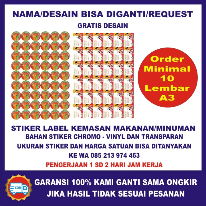 Stiker label makanan /stiker label produk /stiker label makanan ringan ...