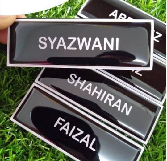 NAME TAG EPOXY ACRYLIC HITAM PUTIH | Lazada