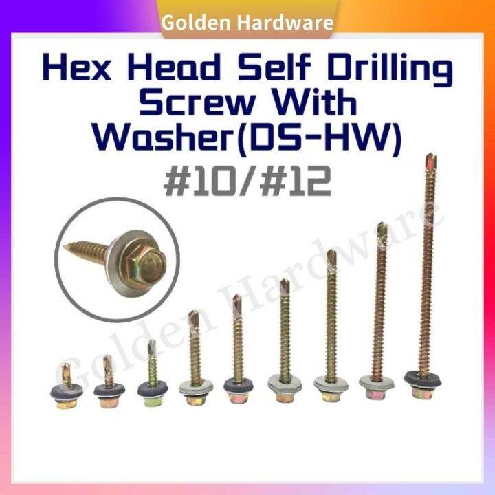 Hex Head Seif Drilling Screw DS-HW (With Washer) / Roofing Awning Screw ...