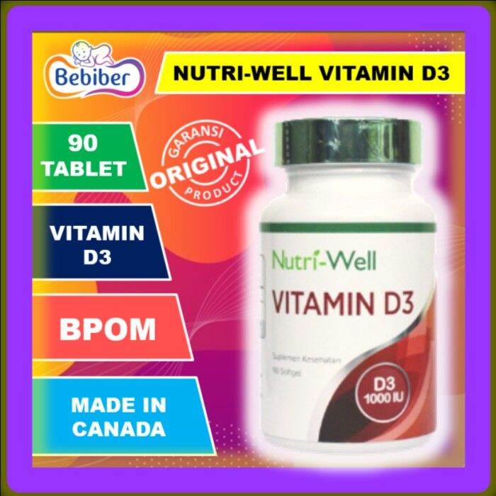nutriwell vitamin d3 1000 iu 90s / nutri-well vitamin imunitas tulang - well d3 isi 90 (C1G9 ...